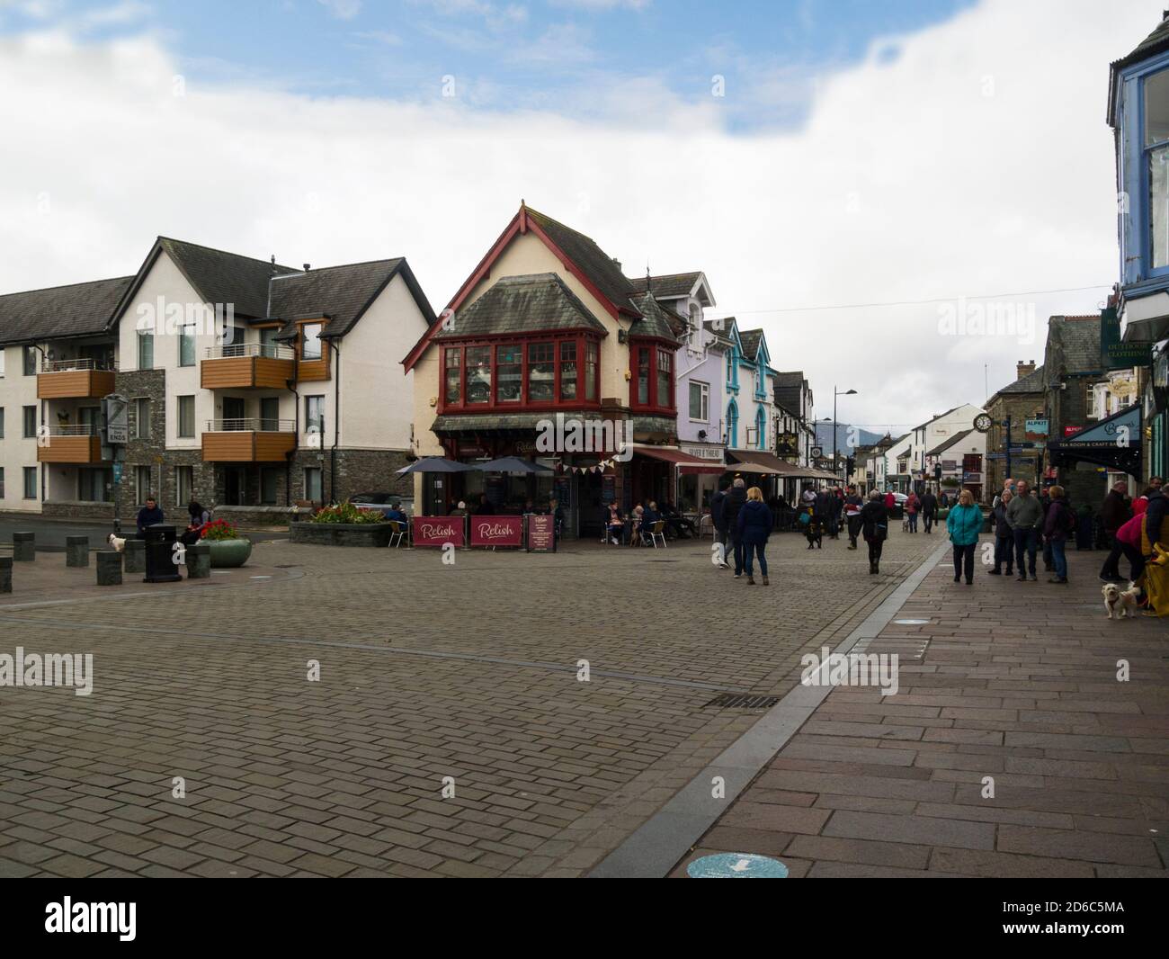 Looking down very busy Market Place Keswick Cumbria England UK ...