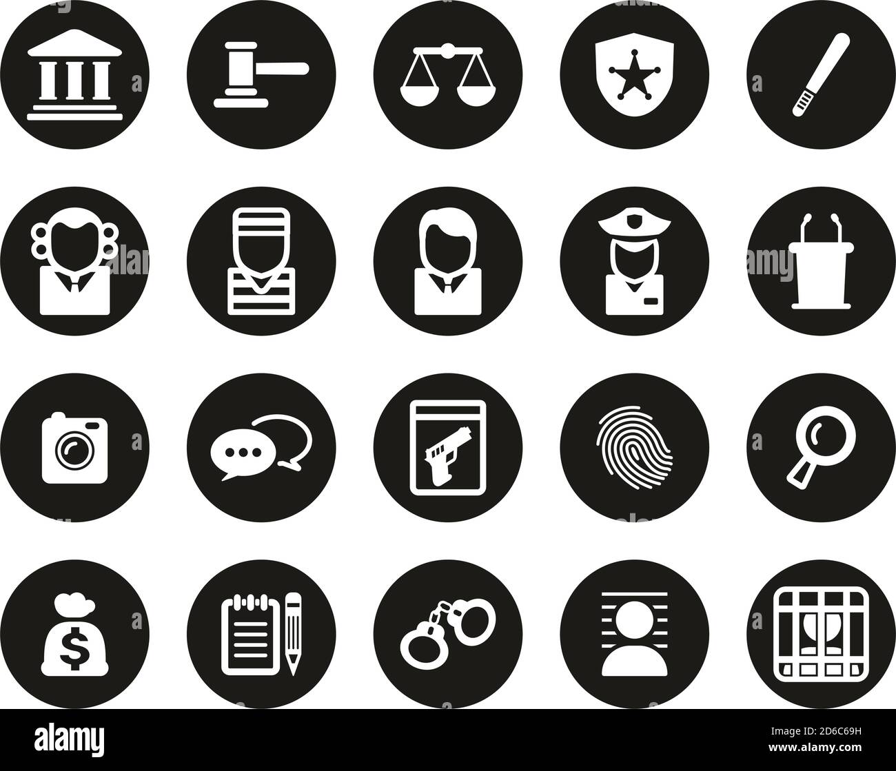 Courthouse Or Trial Icons White On Black Flat Design Circle Set Big ...