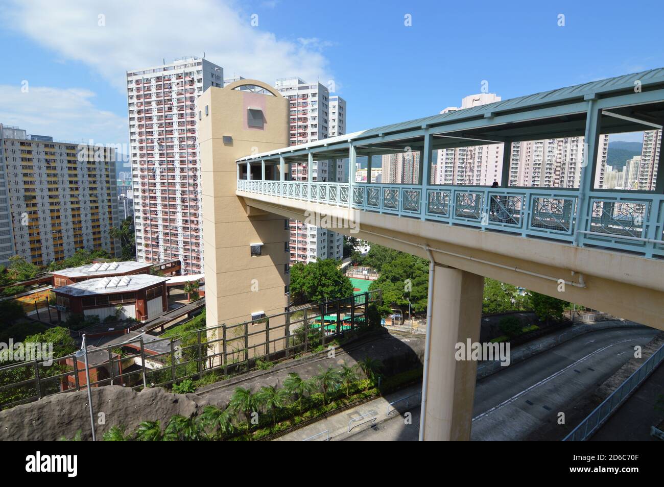 Lift tower and footbridge in Shek Lei, Hong Kong Stock Photo - Alamy