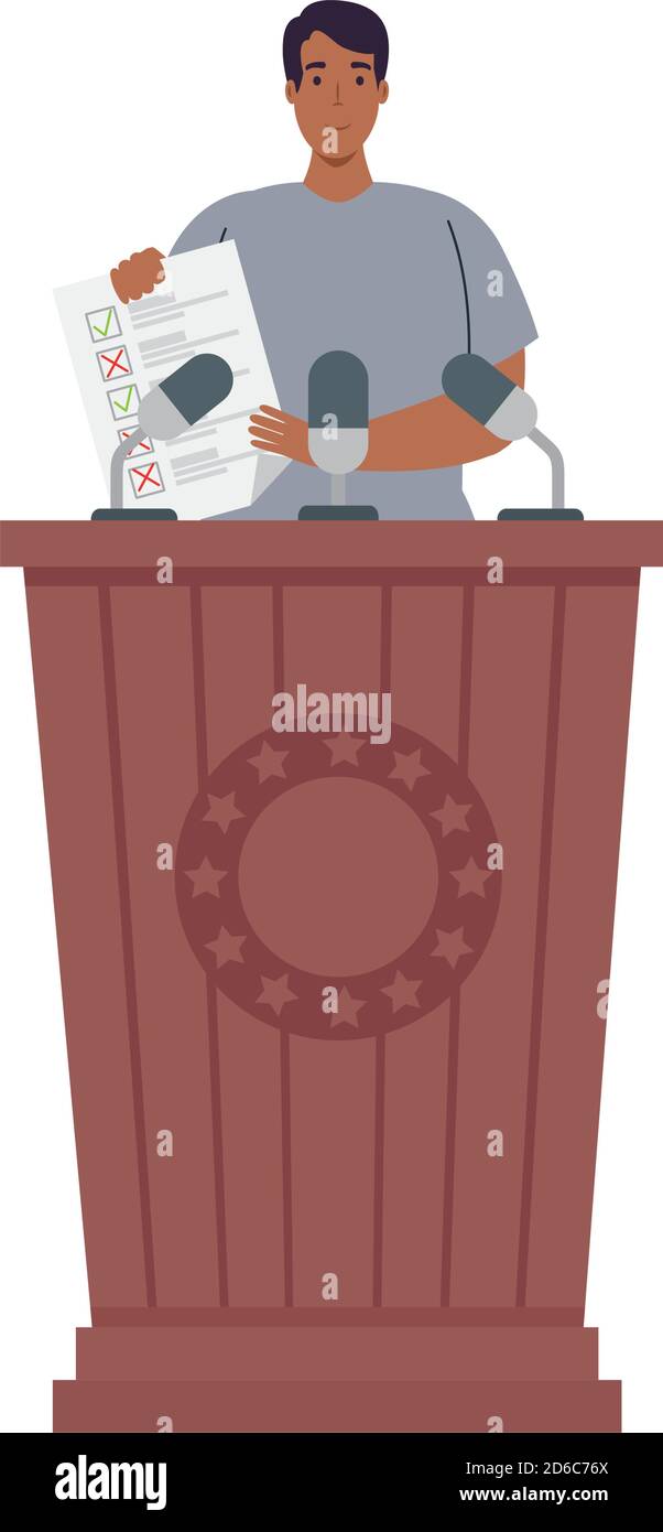 President man on podium with voting paper vector design Stock Vector ...