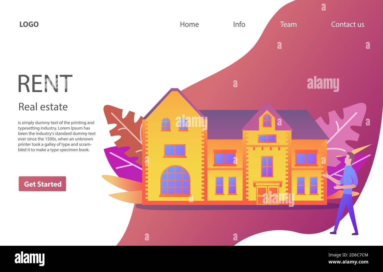 Houses For Rent.Landing page interface design template Stock Vector ...