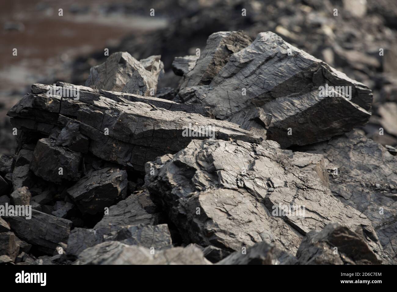 Texture of black raw coal in the mine, big and small, random size Stock ...