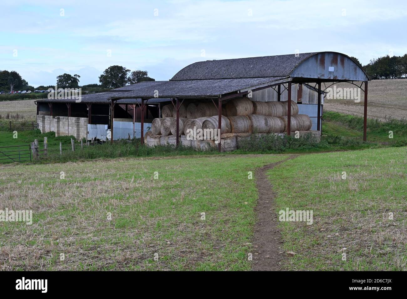 Barn filled with dry fodder as winter animal feed near Broughton Castle ...