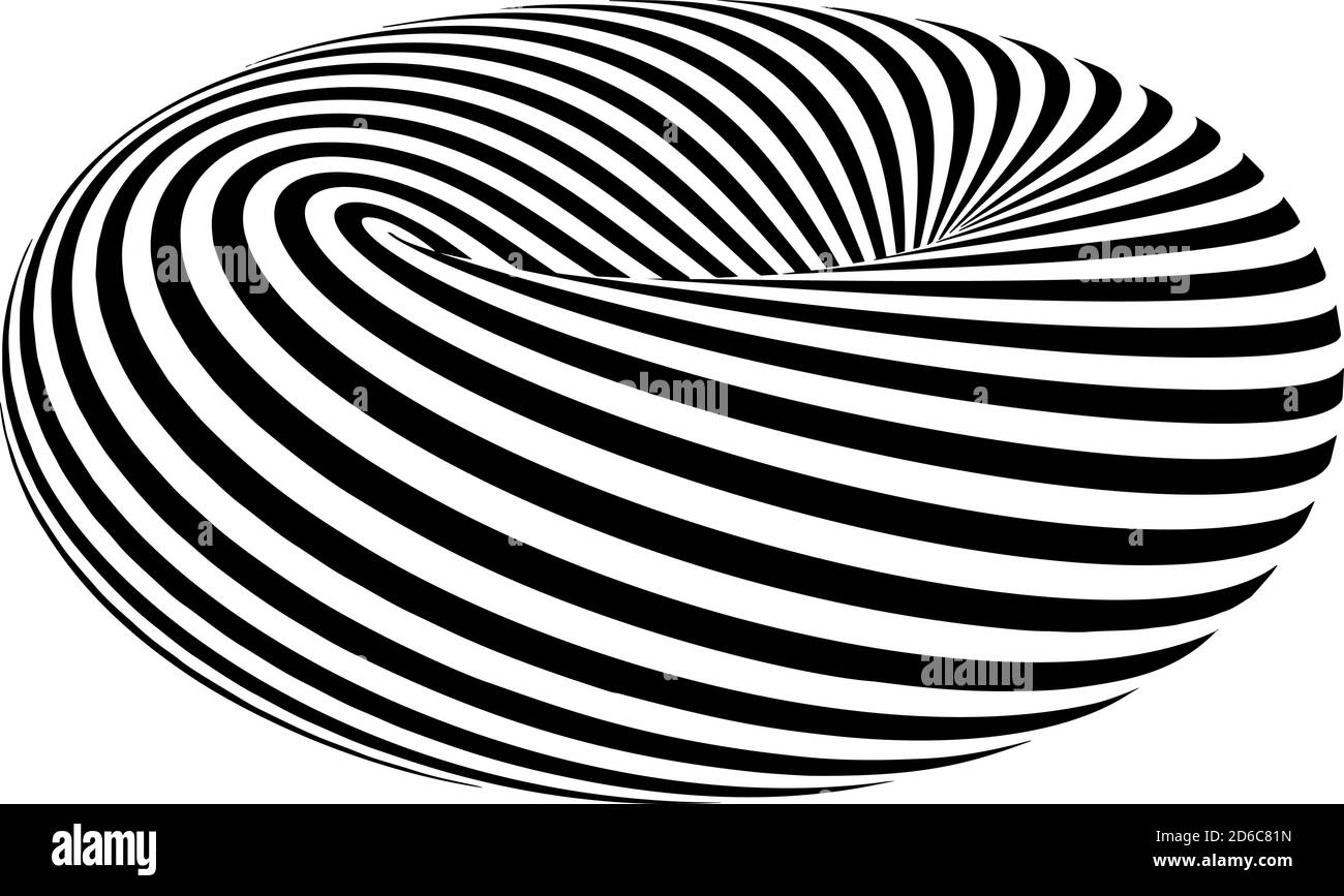 Torus. Black and White Stripes Projection on Torus. Vector 3D ...