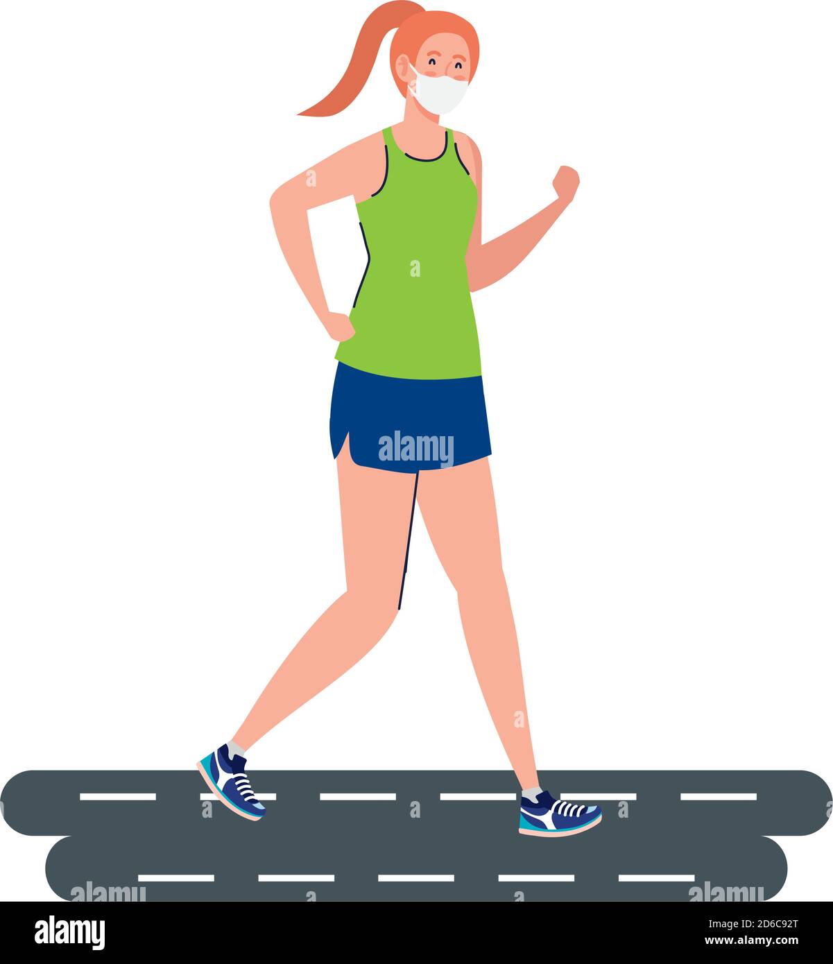 New normal of woman with mask running on street vector design Stock ...