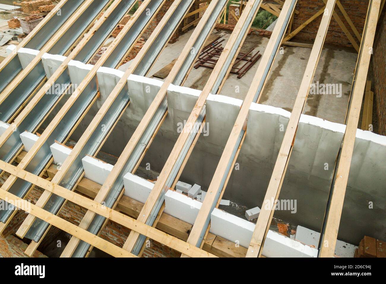 Stainless steel roof structure for future roof under construction ...