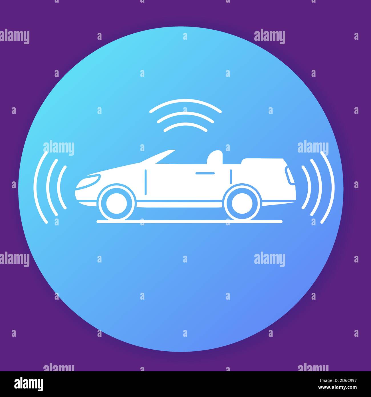 Autonomous driving smart car icon. Gps signal around.Flat illustration ...