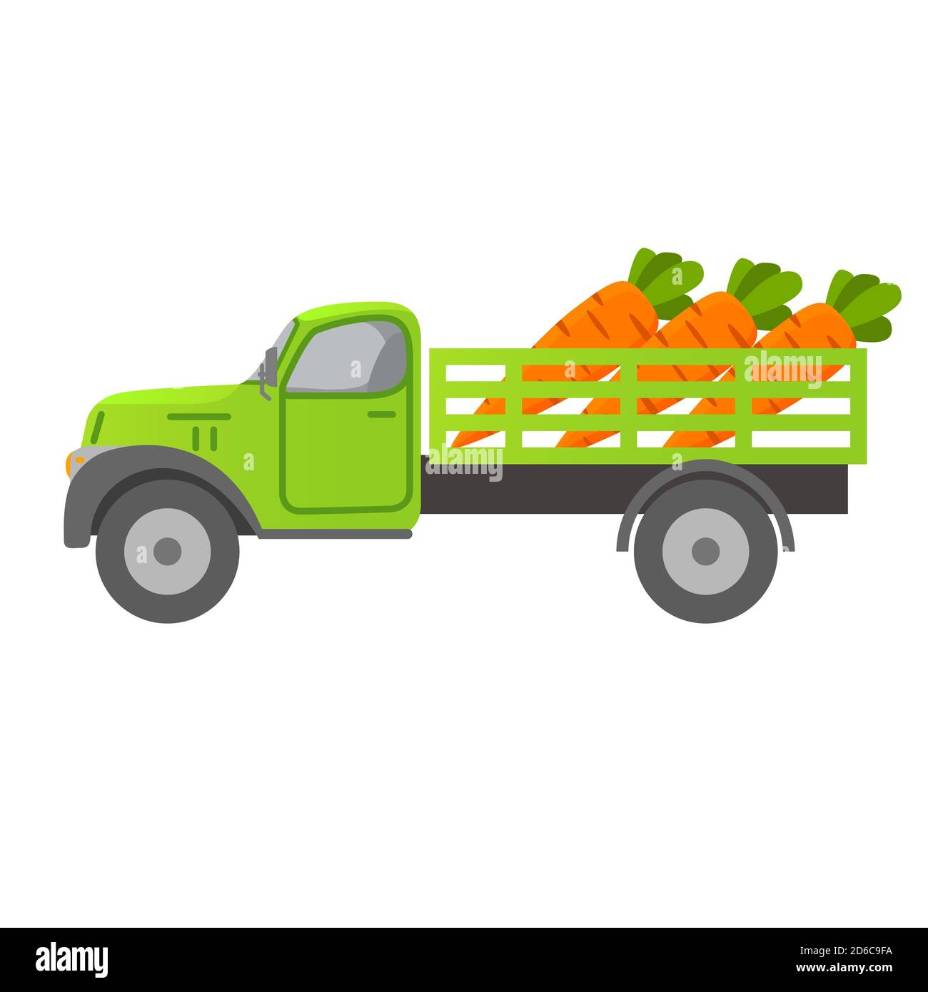 Food delivery retro truck vegetables. Carrot harvesting .Car ...