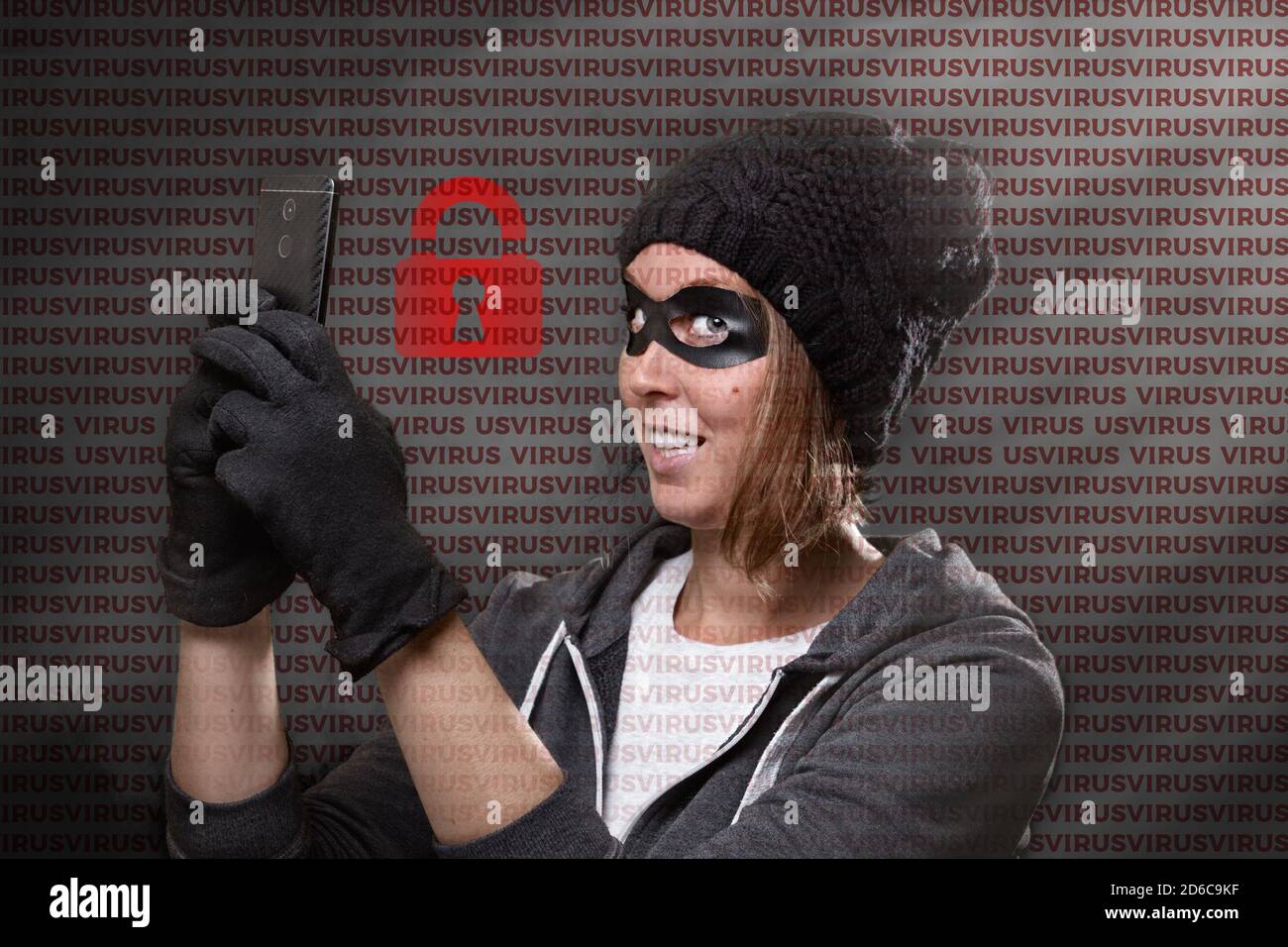 Female hacker in black mask hi-res stock photography and images - Alamy