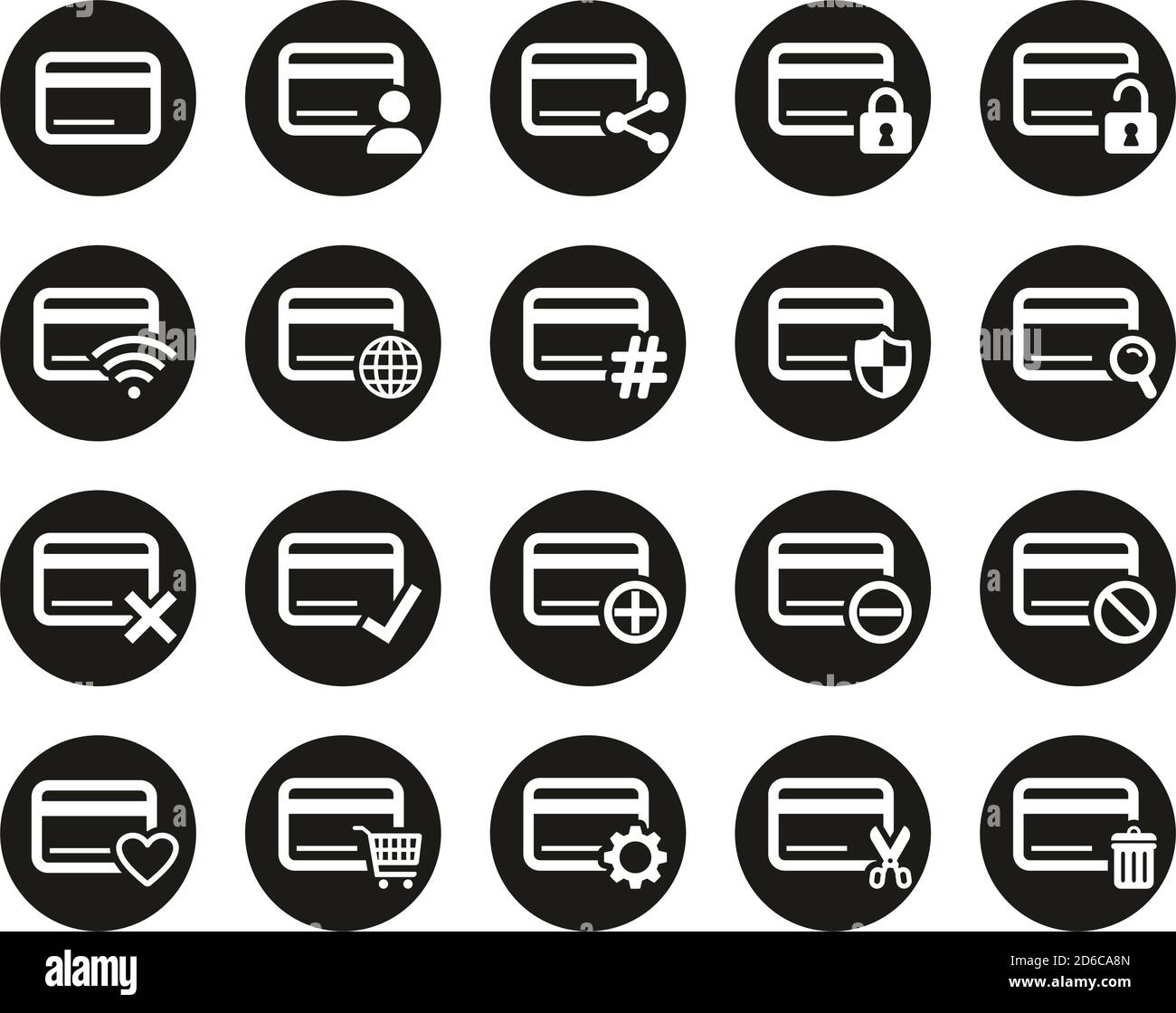 Credit Card Icons White On Black Flat Design Circle Set Big Stock Vector Image & Art - Alamy