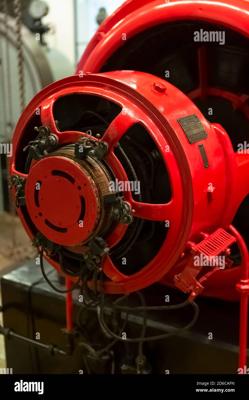 View of a classic 1934 industrial hydroelectric generator turbine Stock ...
