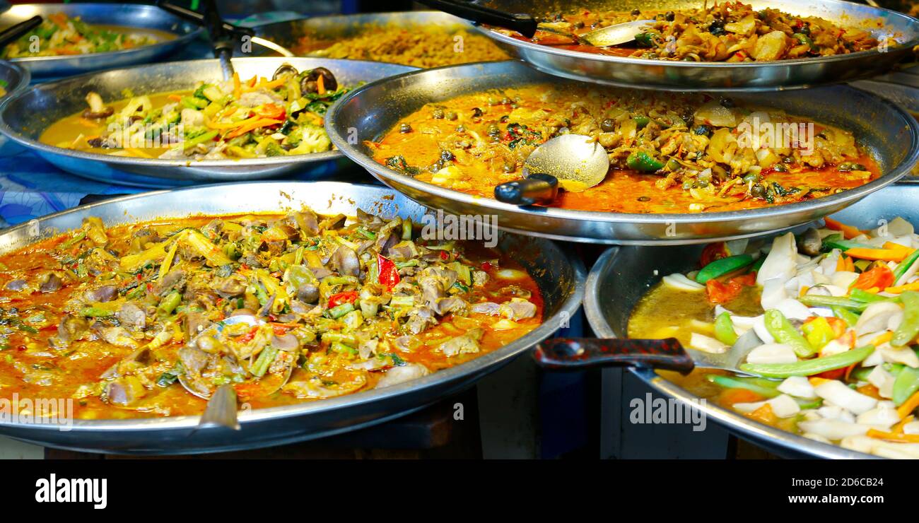 assortment of asian dishes street food Stock Photo - Alamy