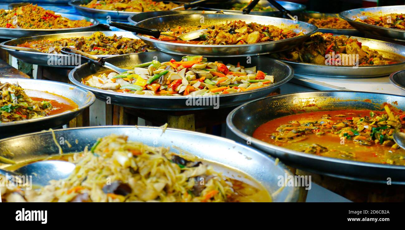 assortment of asian dishes street food Stock Photo - Alamy