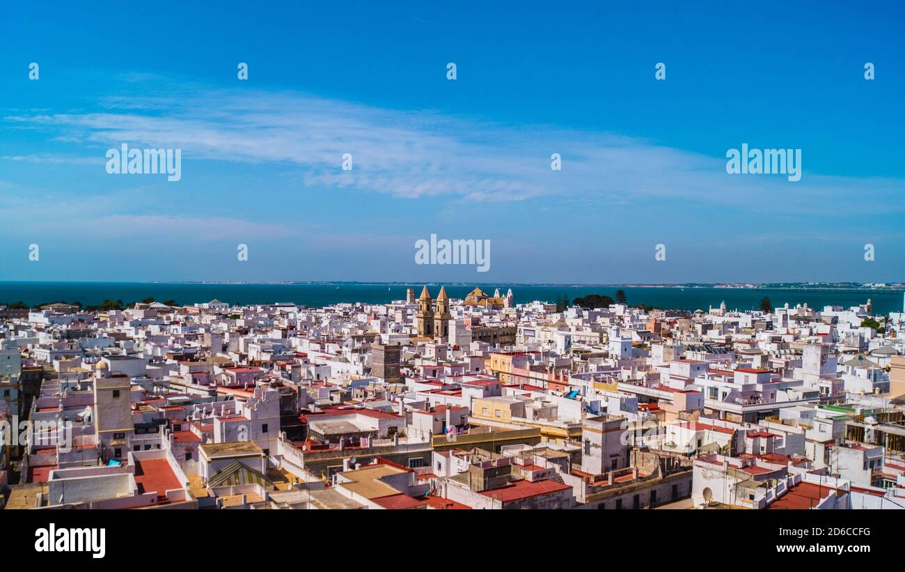 Aerial view of Cadiz from Torre Tavira Andalucia Spain Stock Photo - Alamy