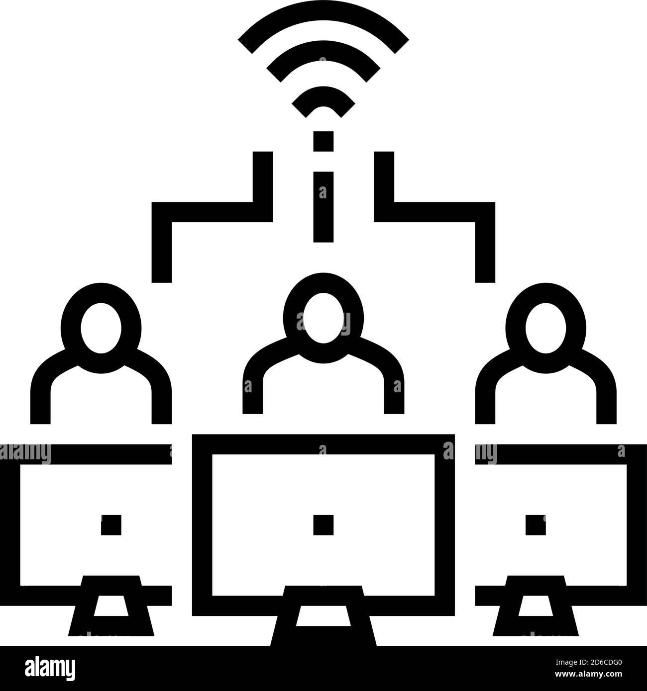 team work wireless internet connection line icon vector illustration ...