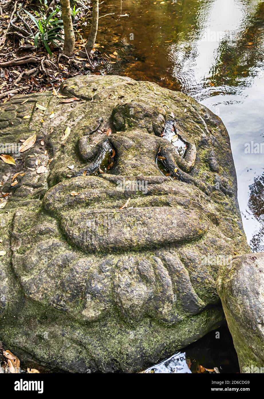 Siem Reap, Cambodia Kbal Spean holy cobble stones to ornate images of ...