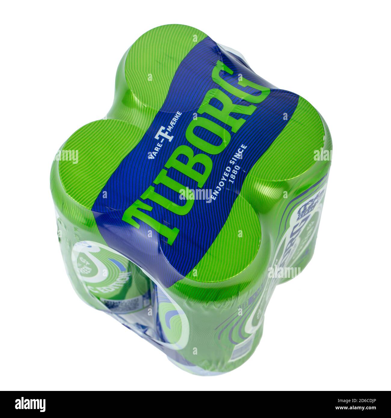 Ukraine, Kiev - October 07. 2020: Aluminium four-pack of Tuborg green ...