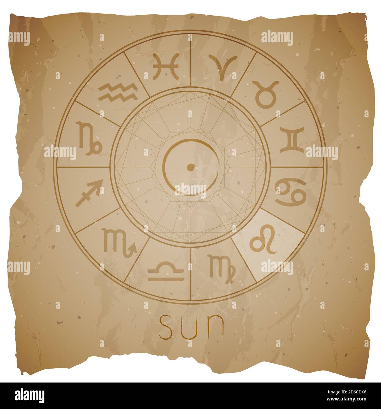 Vector illustration with Hand drawn astrological planet symbol SUN on a ...