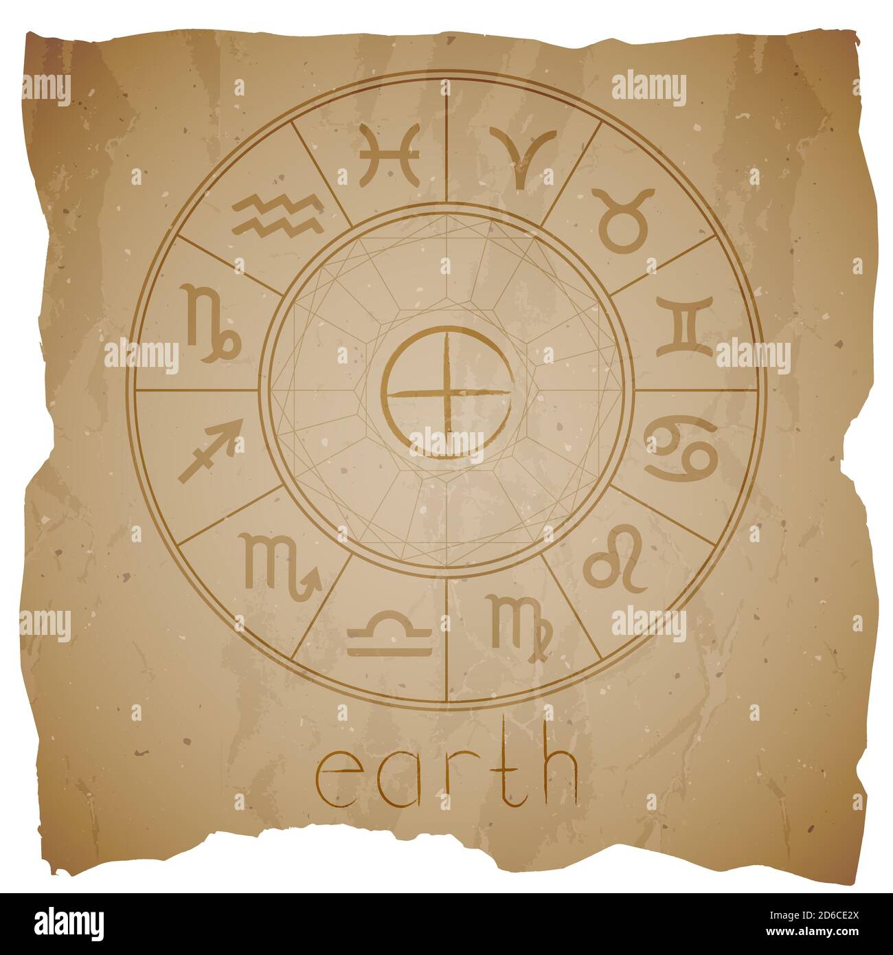 Vector illustration with Hand drawn astrological planet symbol EARTH on ...