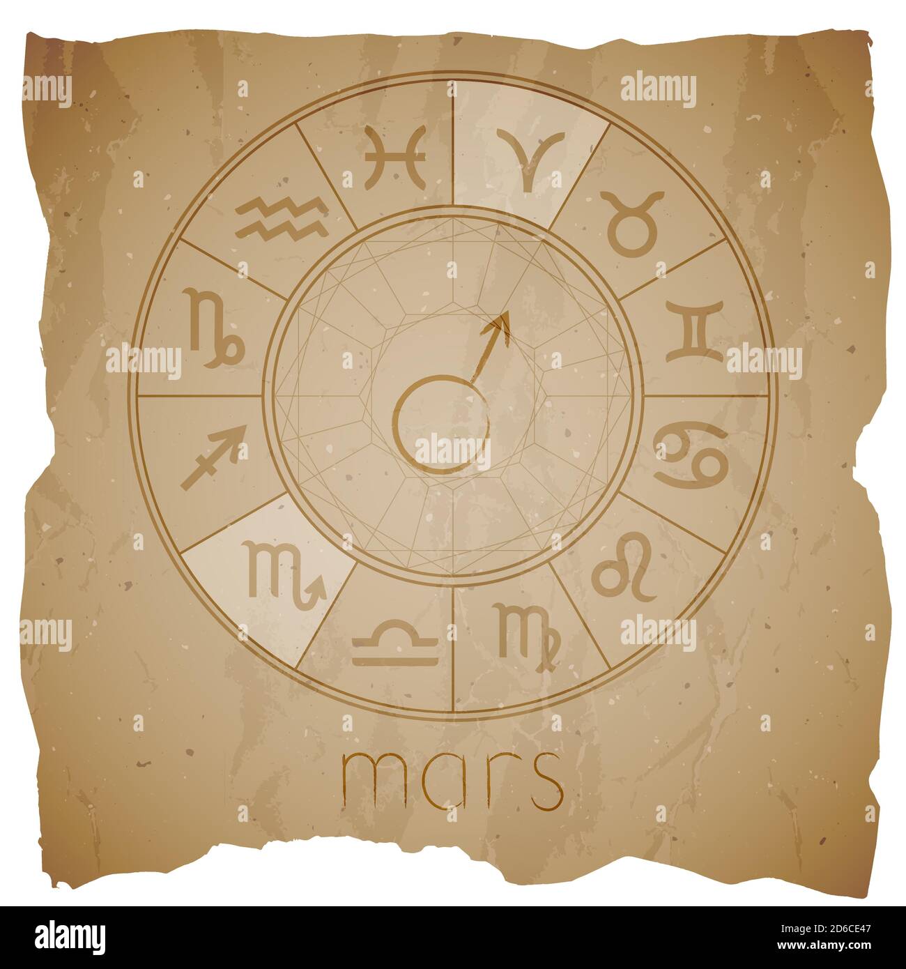 Vector illustration with Hand drawn astrological planet symbol MARS on ...