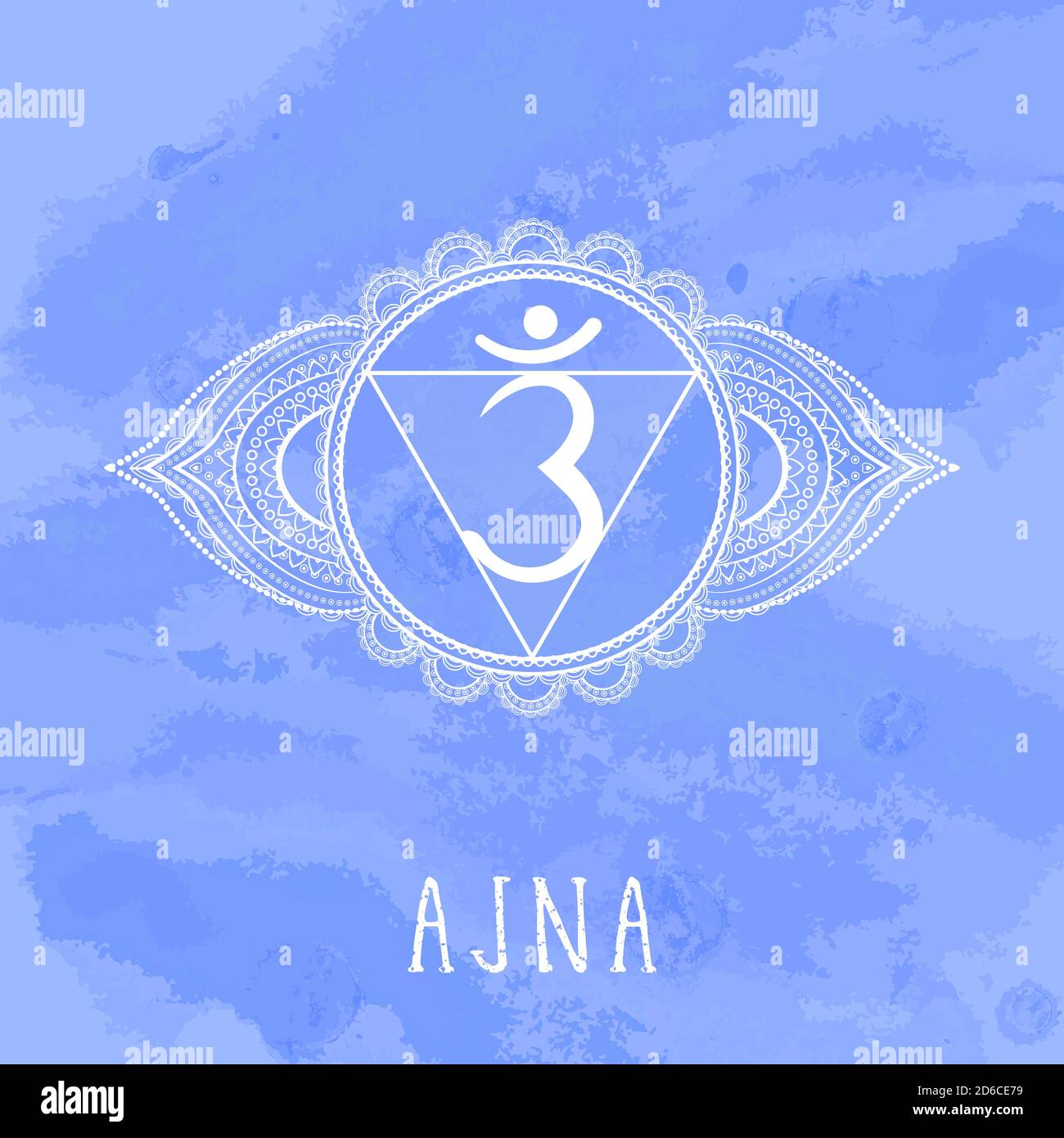 Vector illustration with symbol chakra Ajna on watercolor background ...