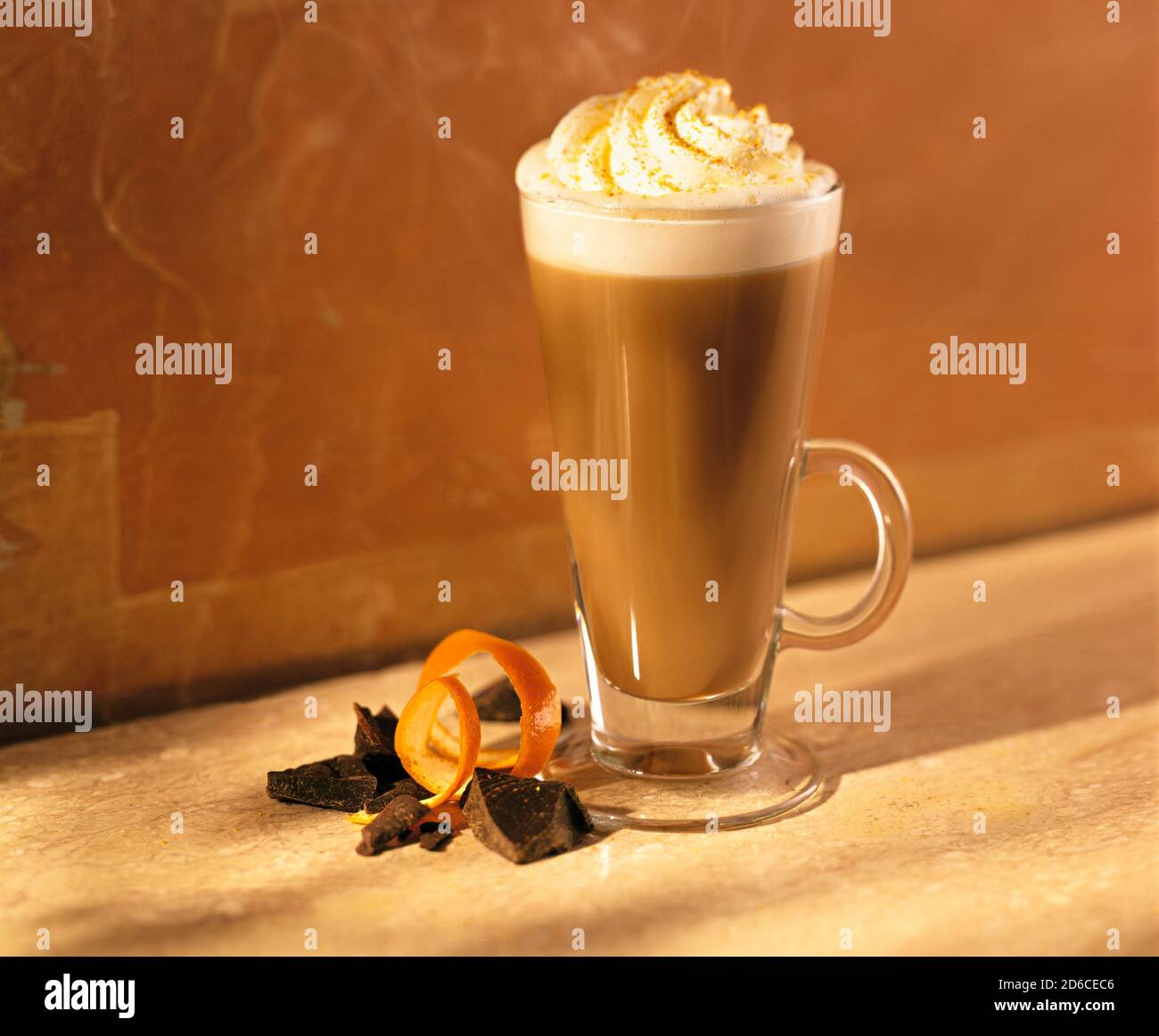 Orange mocha latte frothed with a chocolate milk and topped with ...
