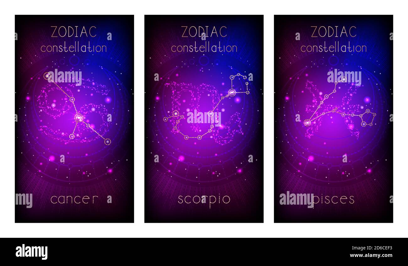 Set of three banners with Signs of the Zodiac, astrological ...