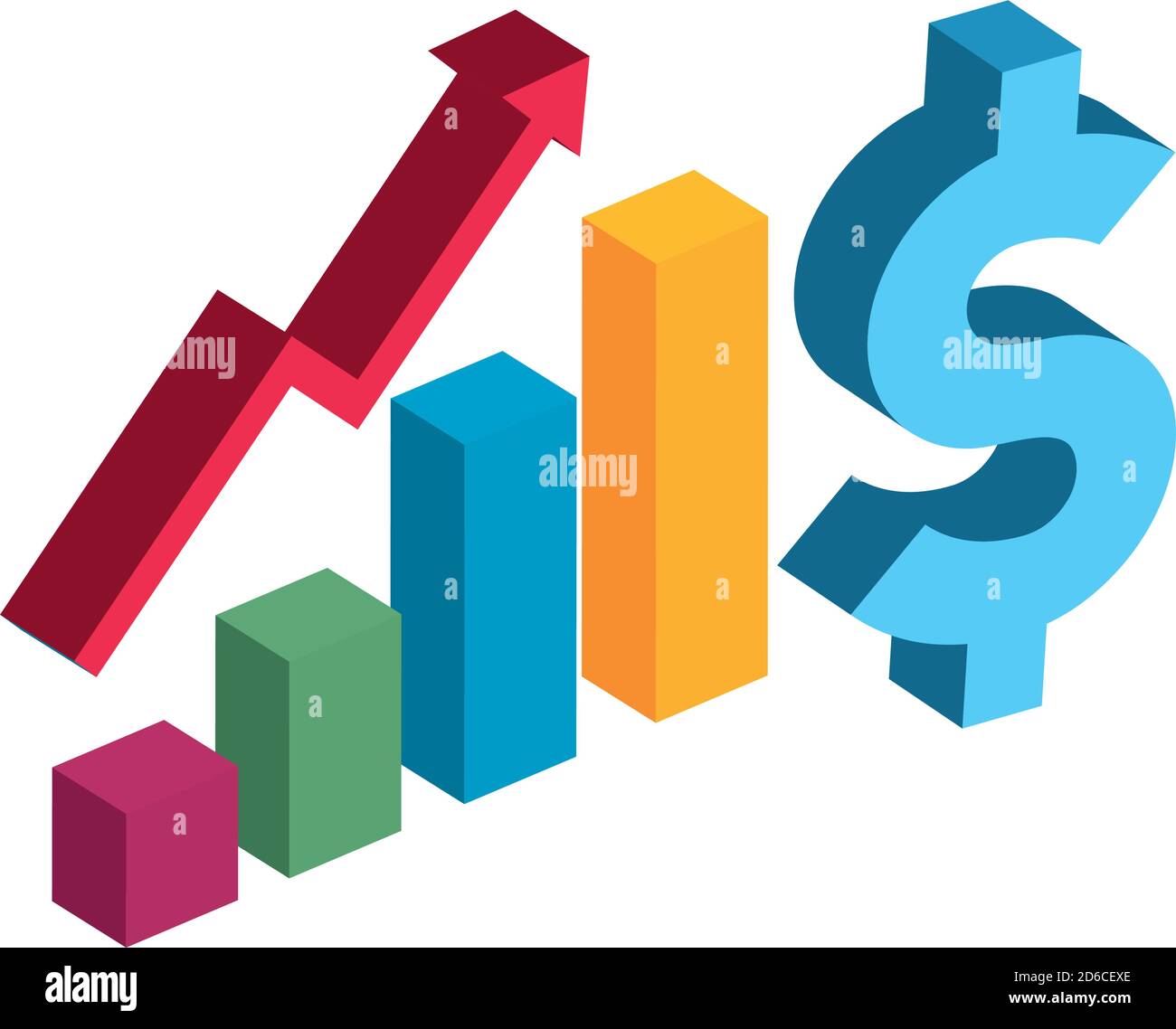 bars chart with increase arrow and dollar icon 3d vector design Stock ...