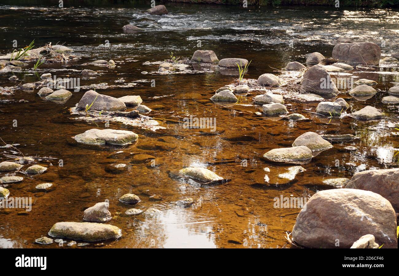 Clean natural river. Fast current in the stony riverbed Stock Photo - Alamy