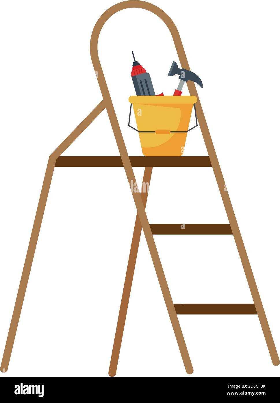 construction tools bucket on ladder vector design Stock Vector Image ...