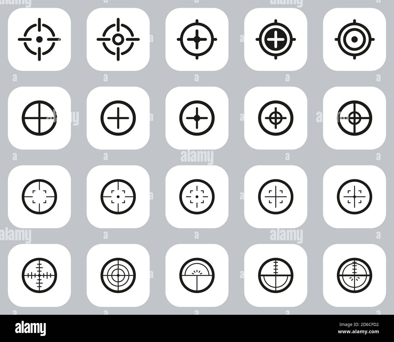 Crosshair or Sight Icons Black & White Flat Design Set Big Stock Vector ...