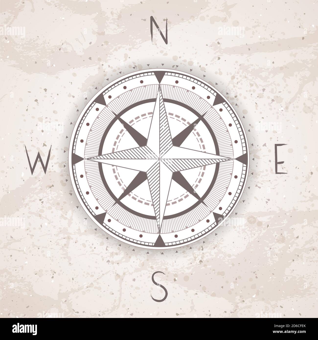 Vector illustration with a vintage compass or wind rose on grunge ...
