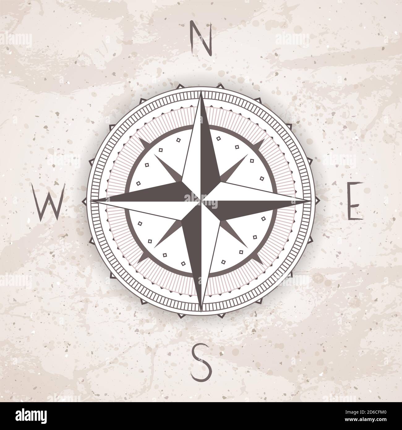 Vector illustration with a vintage compass or wind rose on grunge ...