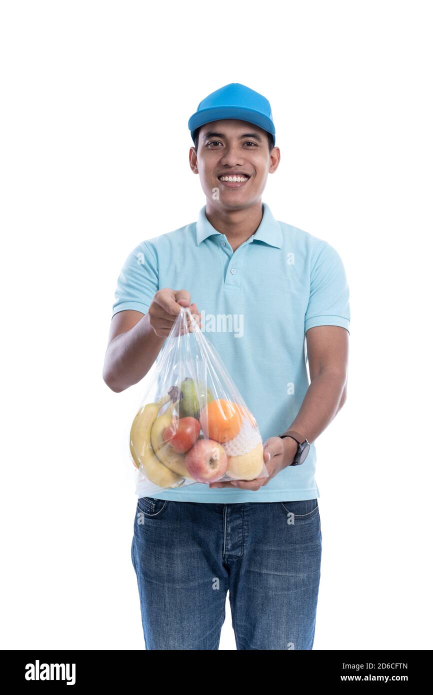 online grocery store. online driver courier carrying groceries ...
