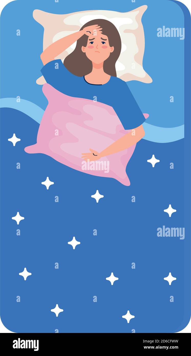 Woman anxiety bedroom Cut Out Stock Images & Pictures - Alamy