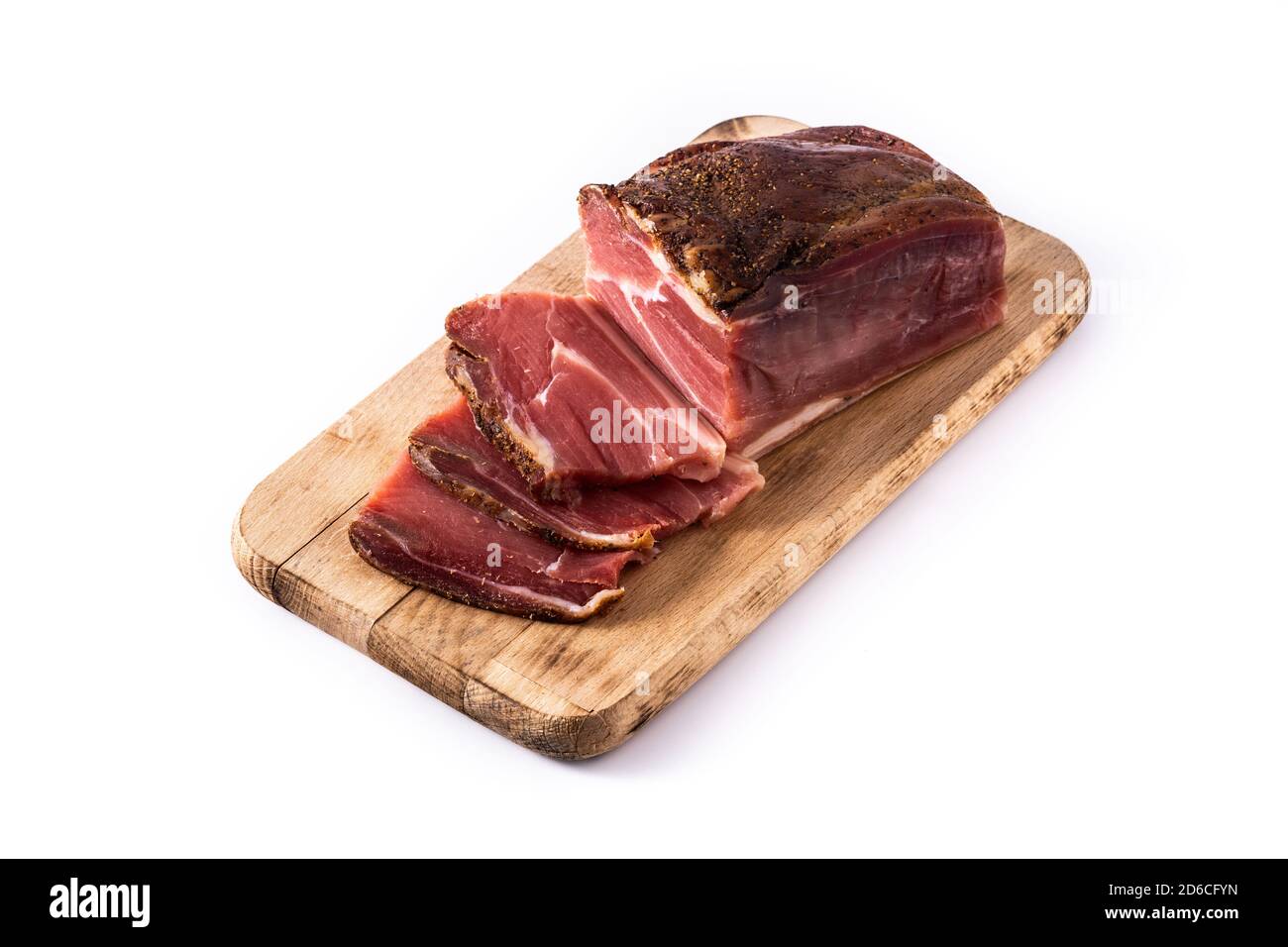 Dried and smoked meat isolated on white background Stock Photo - Alamy