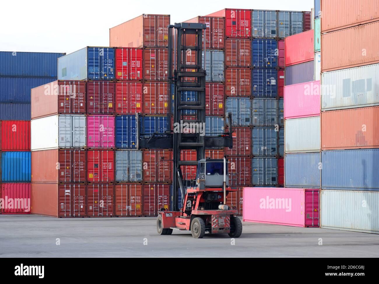 Mobile container handlers operating at the cargo terminal in the port ...