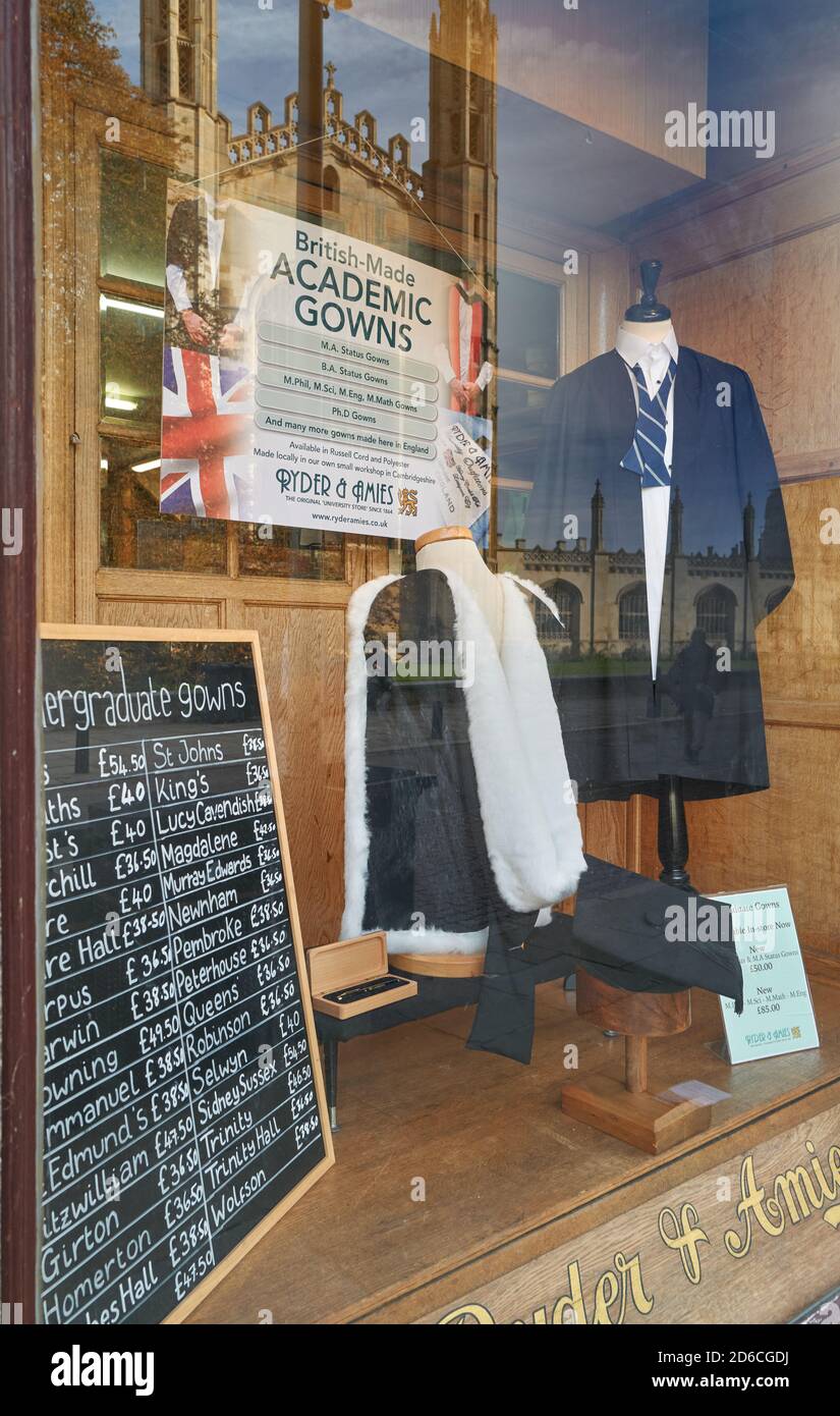 Shop window of Ryder & Amies (seller of academic gowns) with reflection ...