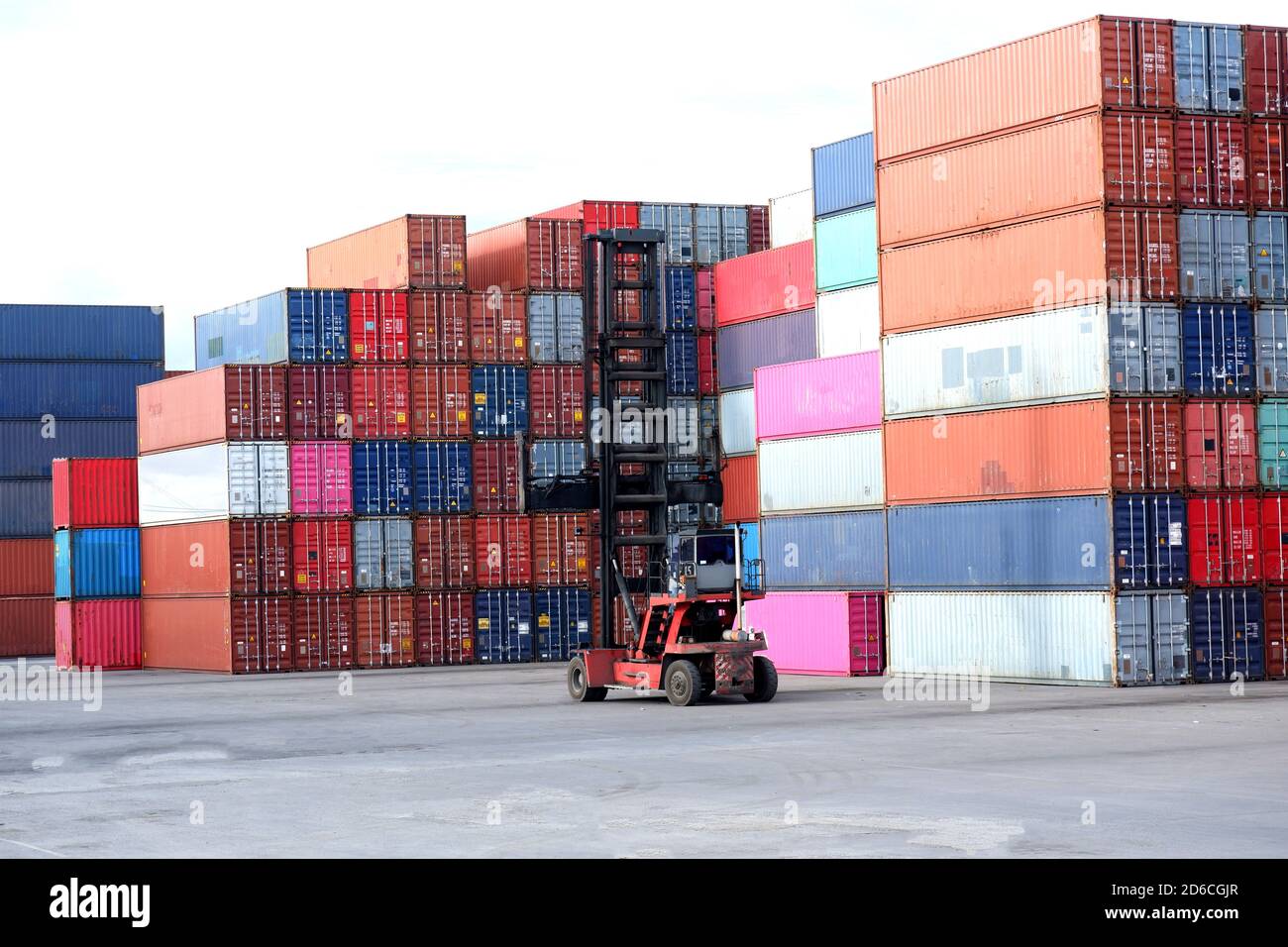 Mobile container handlers operating at the cargo terminal in the port ...