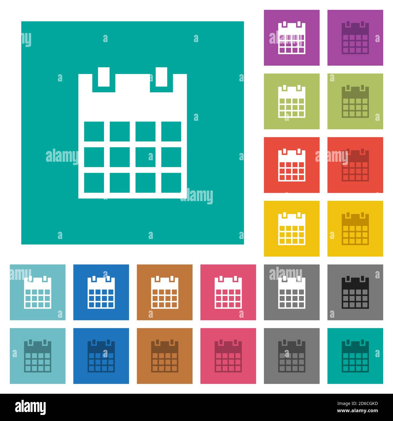 Single calendar multi colored flat icons on plain square backgrounds ...