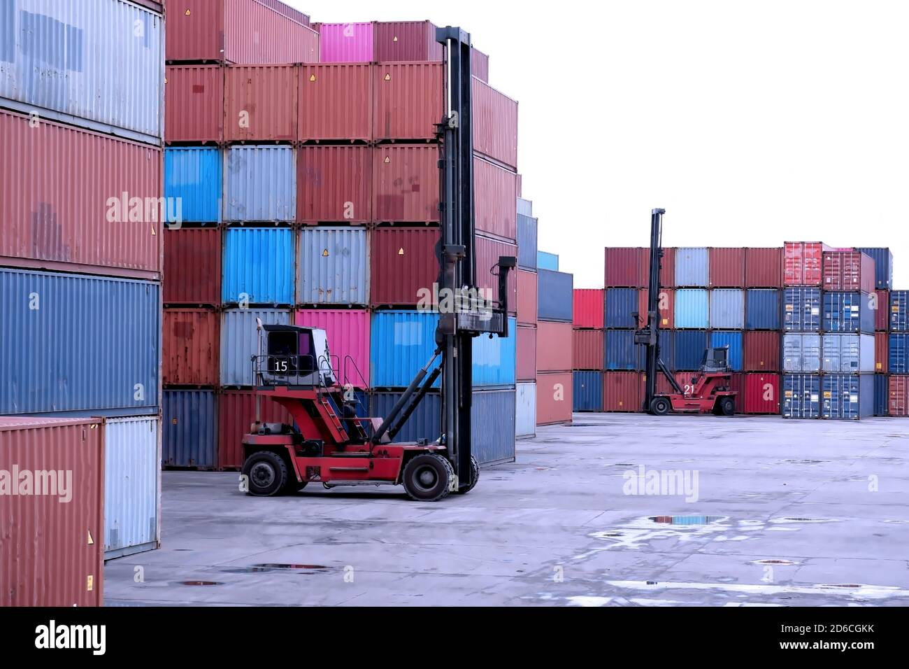 Mobile container handlers operating at the cargo terminal in the port ...