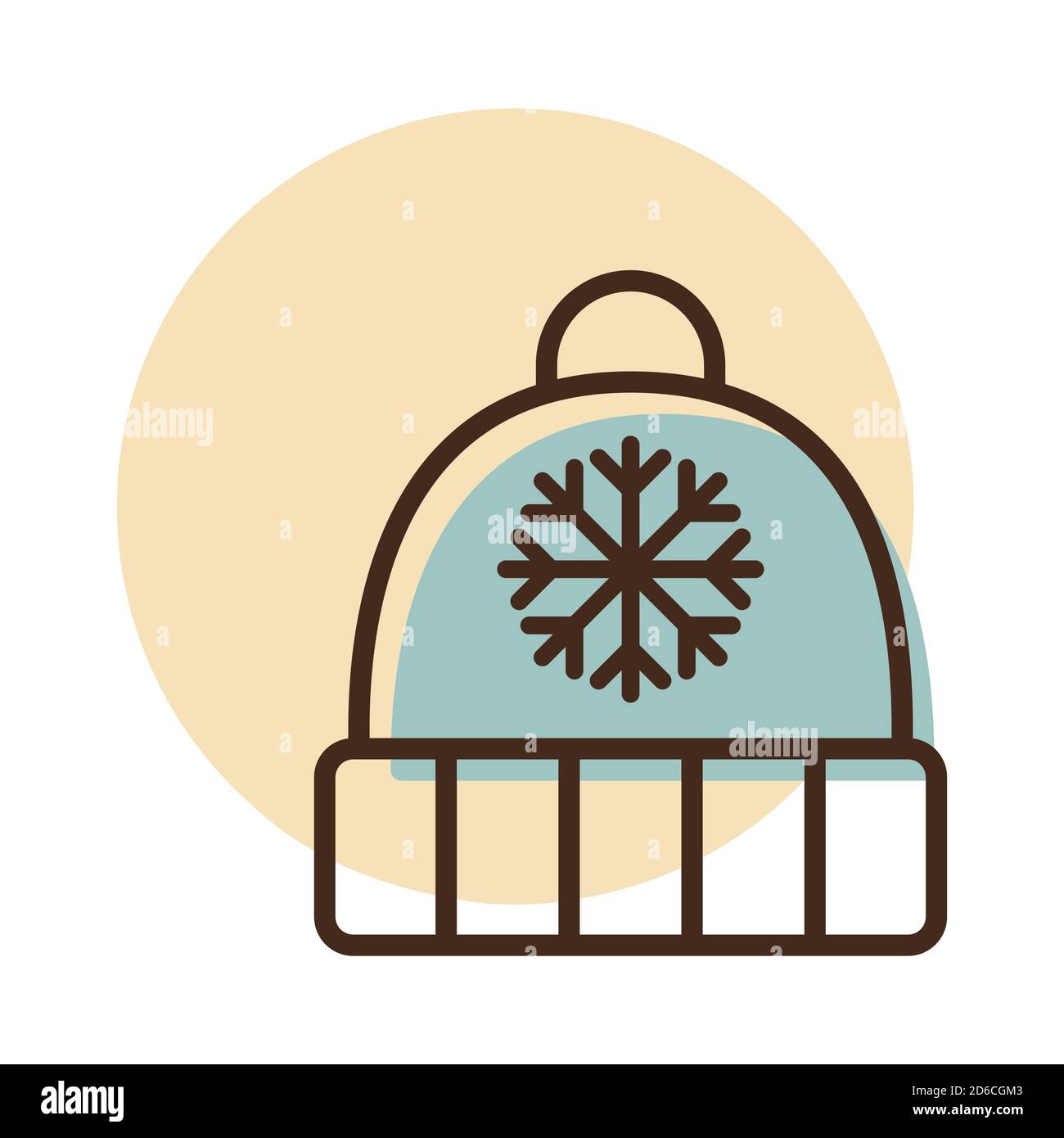 Winter hat cap with snowflake and pompom vector icon. Winter sign ...