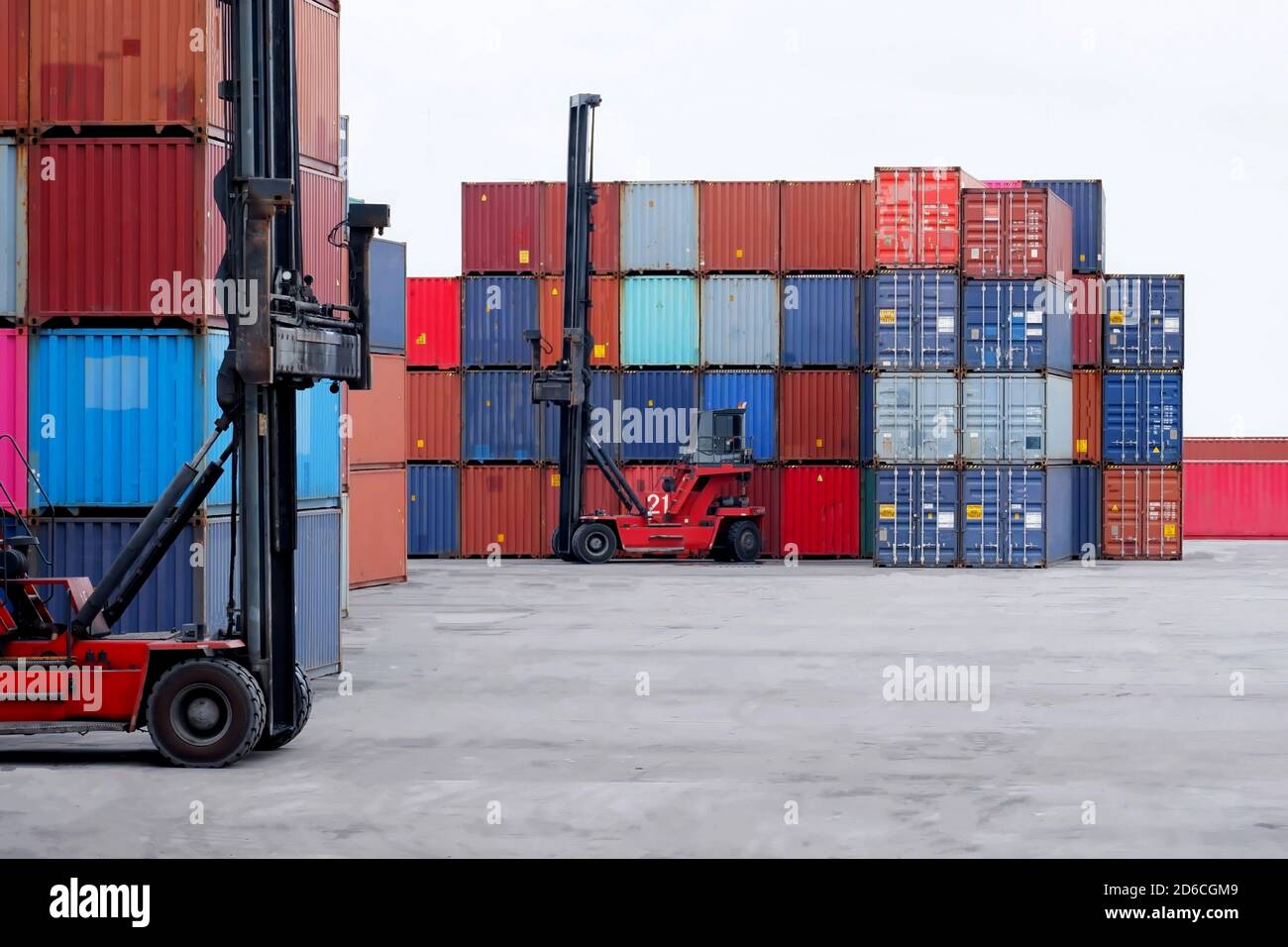 Mobile container handlers operating at the cargo terminal in the port ...