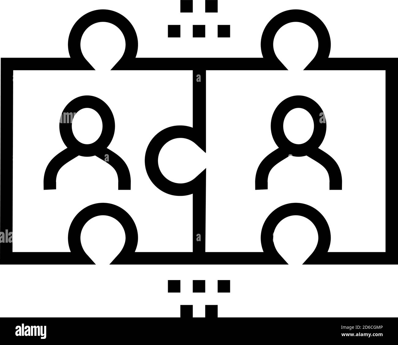 team puzzle line icon vector black illustration Stock Vector Image ...