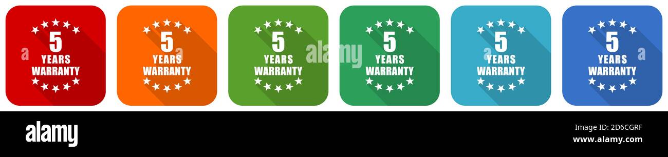 Warranty guarantee 5 year icon set, flat design vector illustration in ...