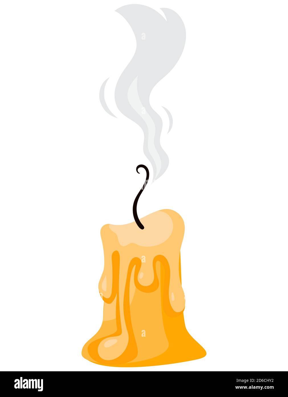 Extinguished wax candle. Single object isolated on white background ...