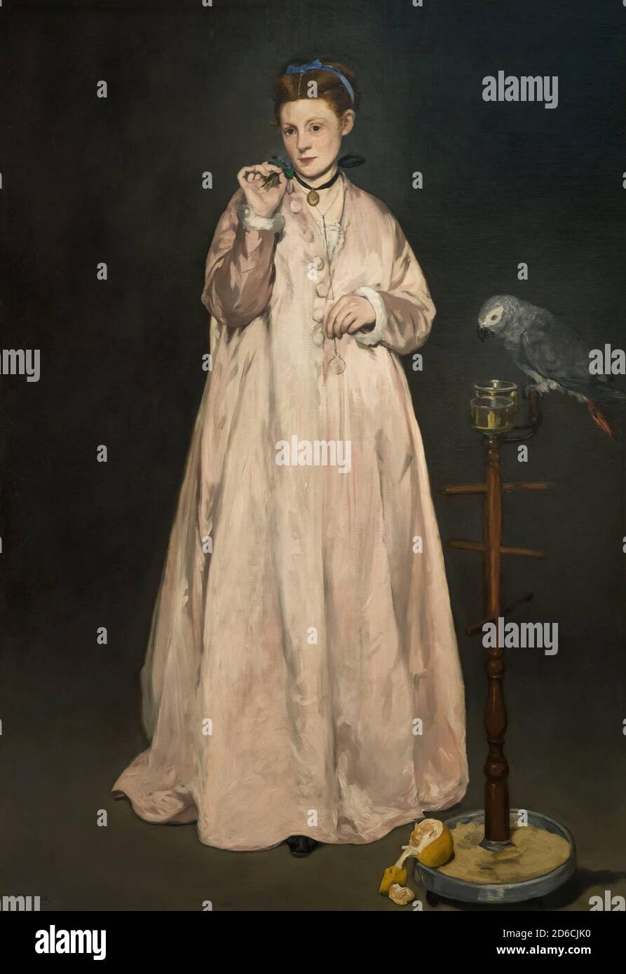 A Young Lady in 1866, Lady with a Parakeet, Edouard Manet, 1866 ...