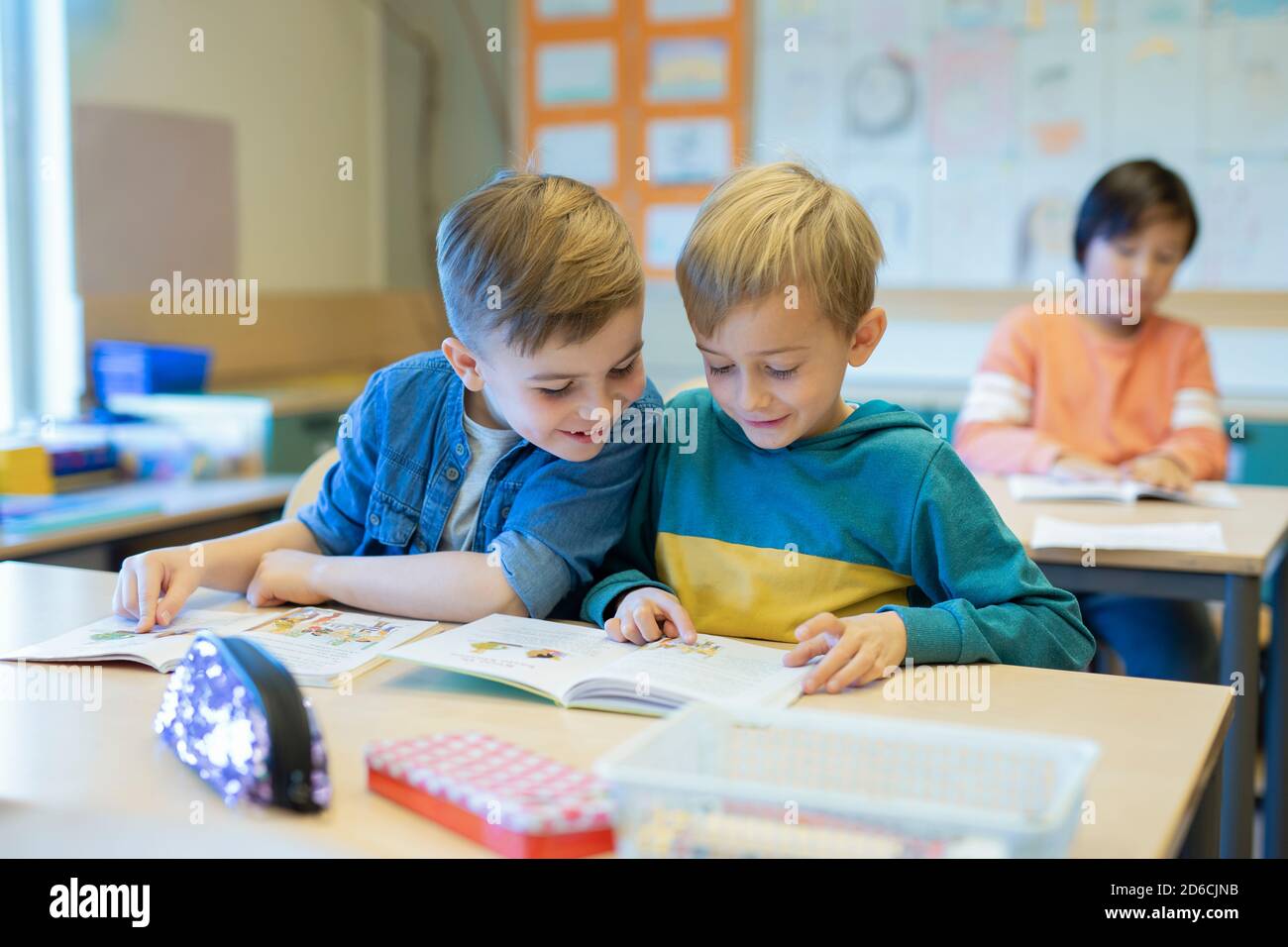 Boys in classroom Stock Photo - Alamy