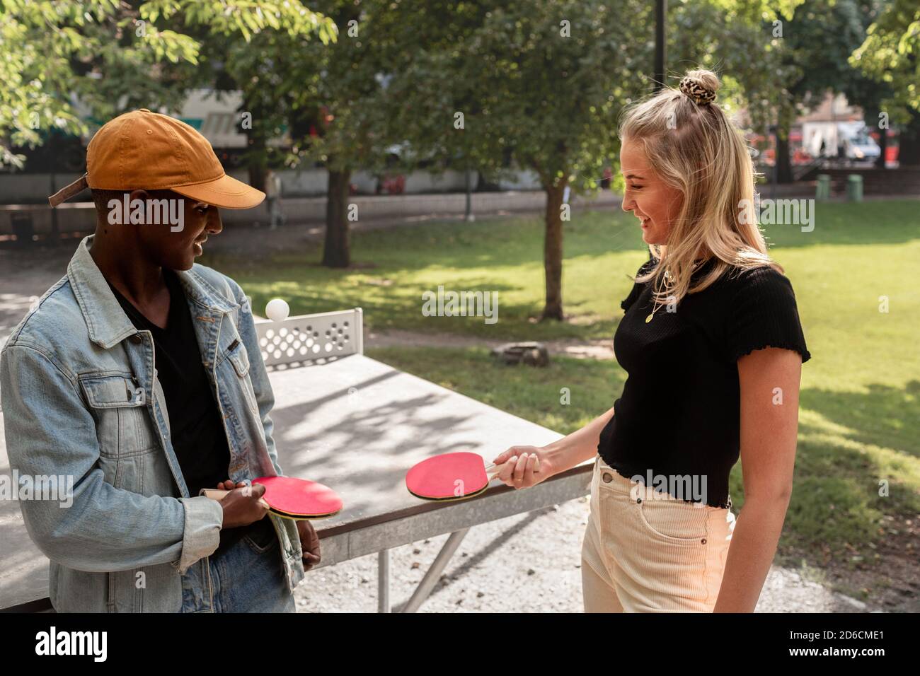Friends playing table tennis Stock Photo - Alamy