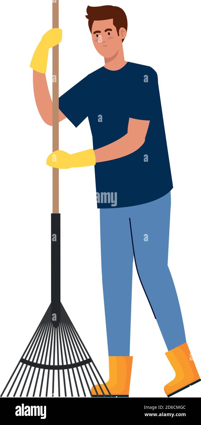 Gardening man with rake vector design Stock Vector Image & Art - Alamy